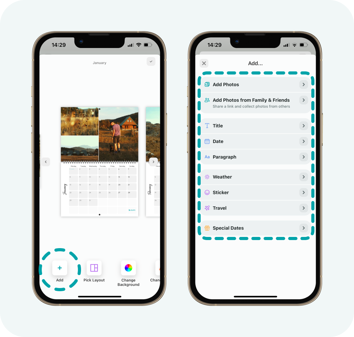 Add, edit, move & remove elements – Journi